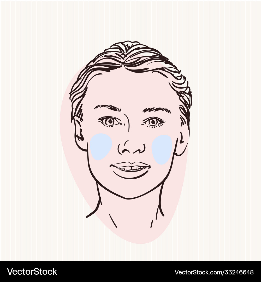 Sketch pretty woman head with colored cheeks Vector Image