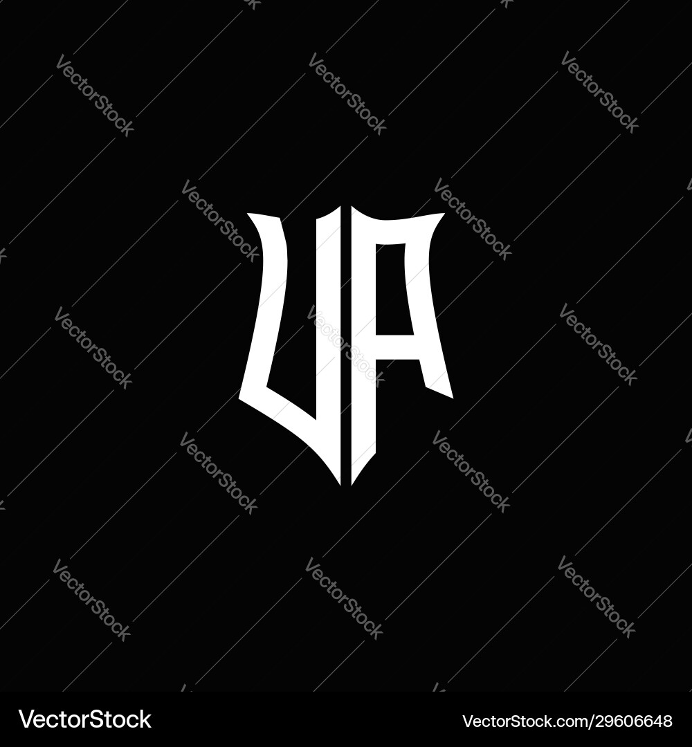 Ua monogram letter logo ribbon with shield style Vector Image