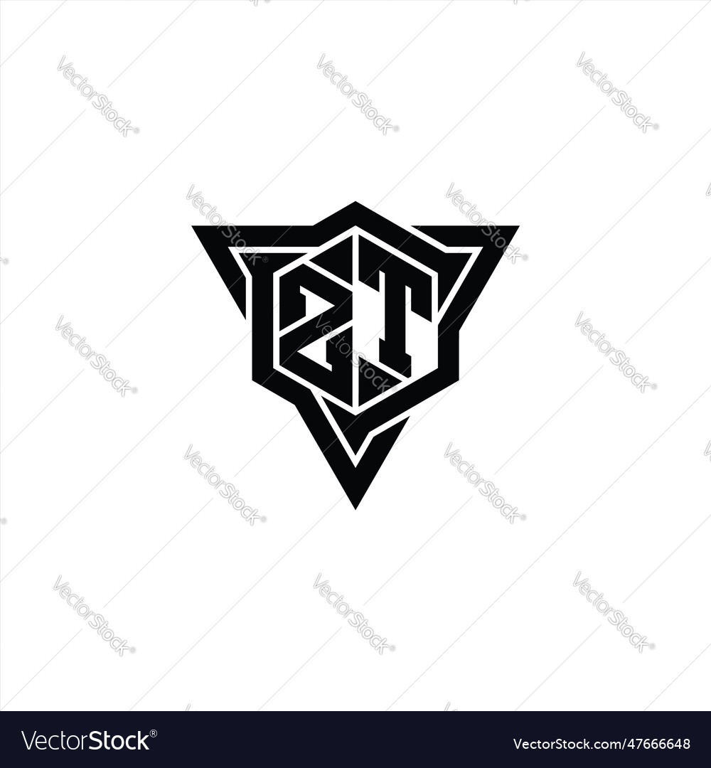 Zt logo monogram hexagon shape with triangle Vector Image