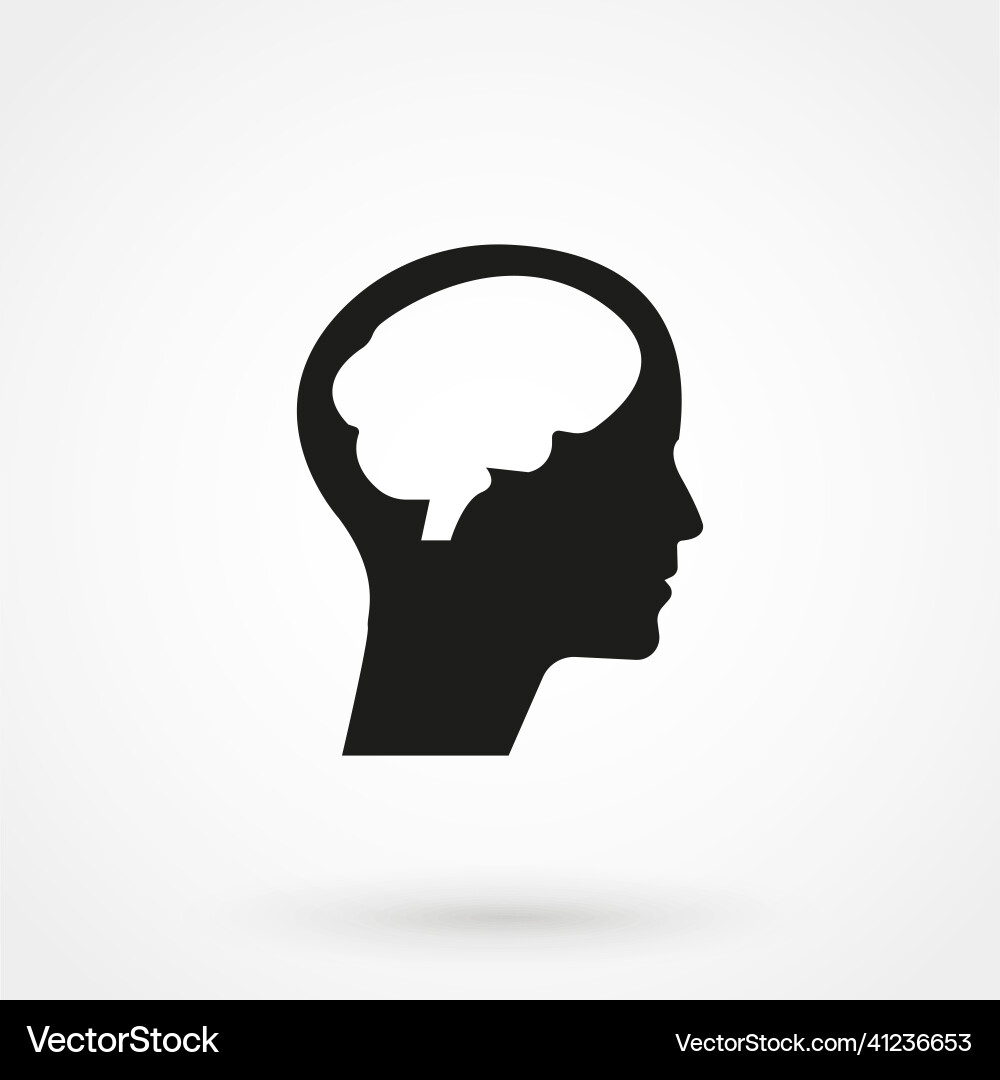 A human head silhouette with brain in isolated Vector Image