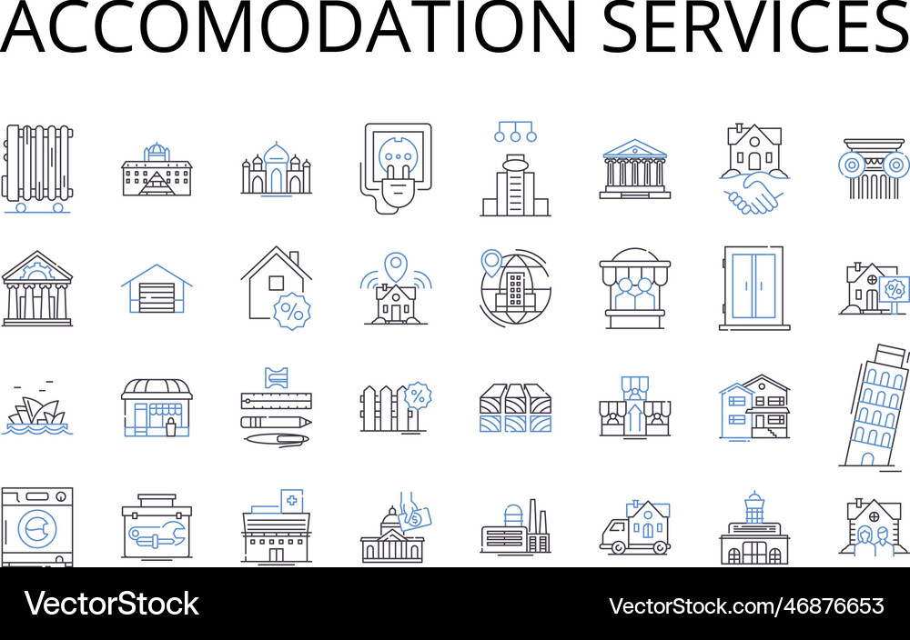 Accommodation services line icons collection Vector Image