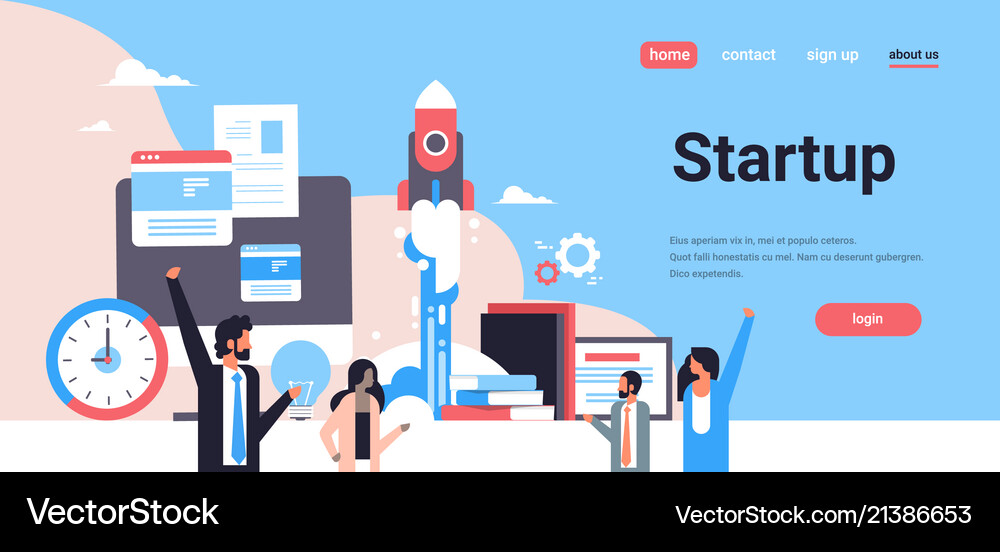Business people launching new startup project Vector Image