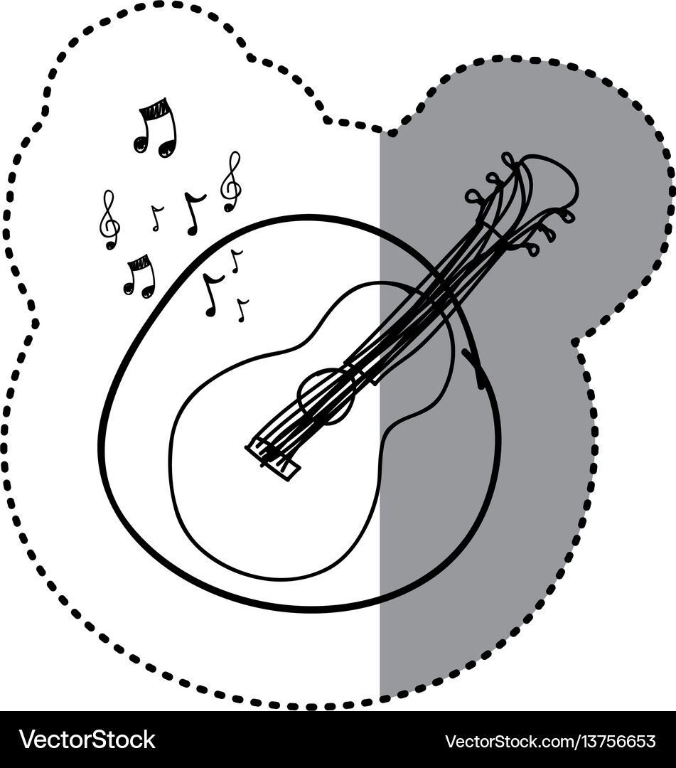Figure guitar instrument note music icon Vector Image