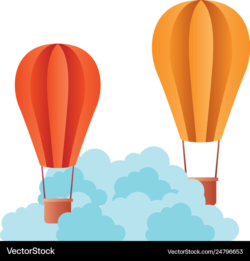 Hot air balloon with clouds isolated icon Vector Image