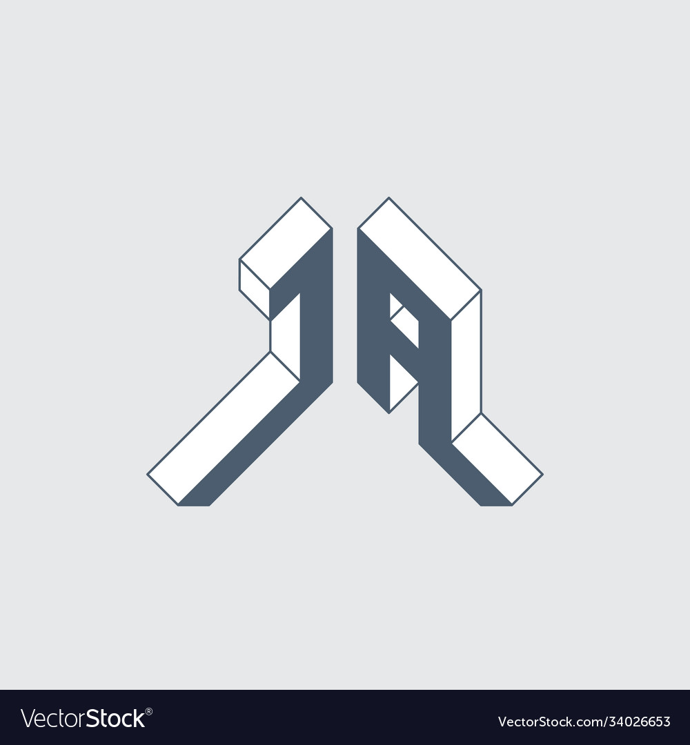 Ja - logo or 2-letter code isometric 3d font Vector Image