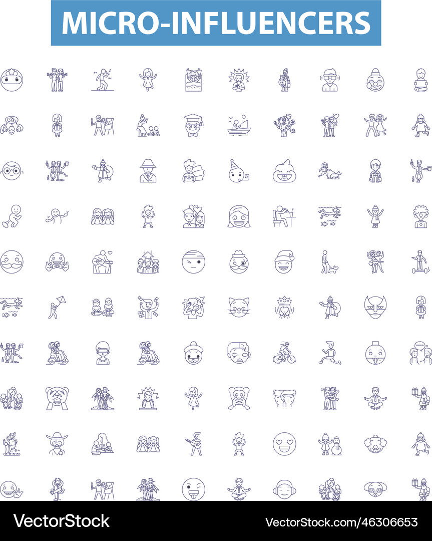 Micro-influencers line icons signs set micro Vector Image