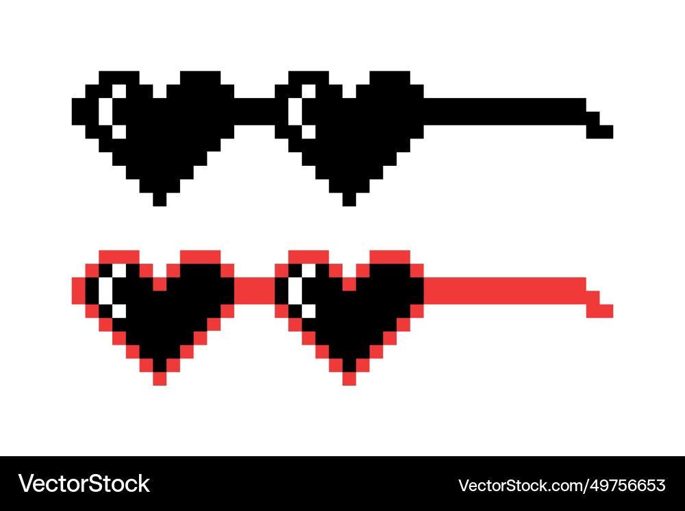 Pixel boss glasses icon set in 8 bit retro Vector Image