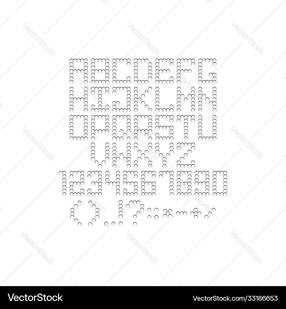Pixel font perforated round holes silhouette Vector Image