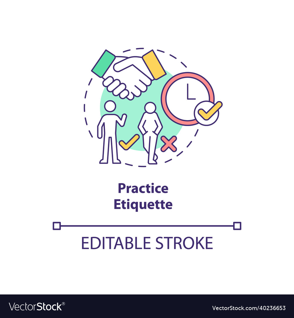 Practice etiquette concept icon Royalty Free Vector Image Practice etiquette concept icon Royalty Free Vector Image