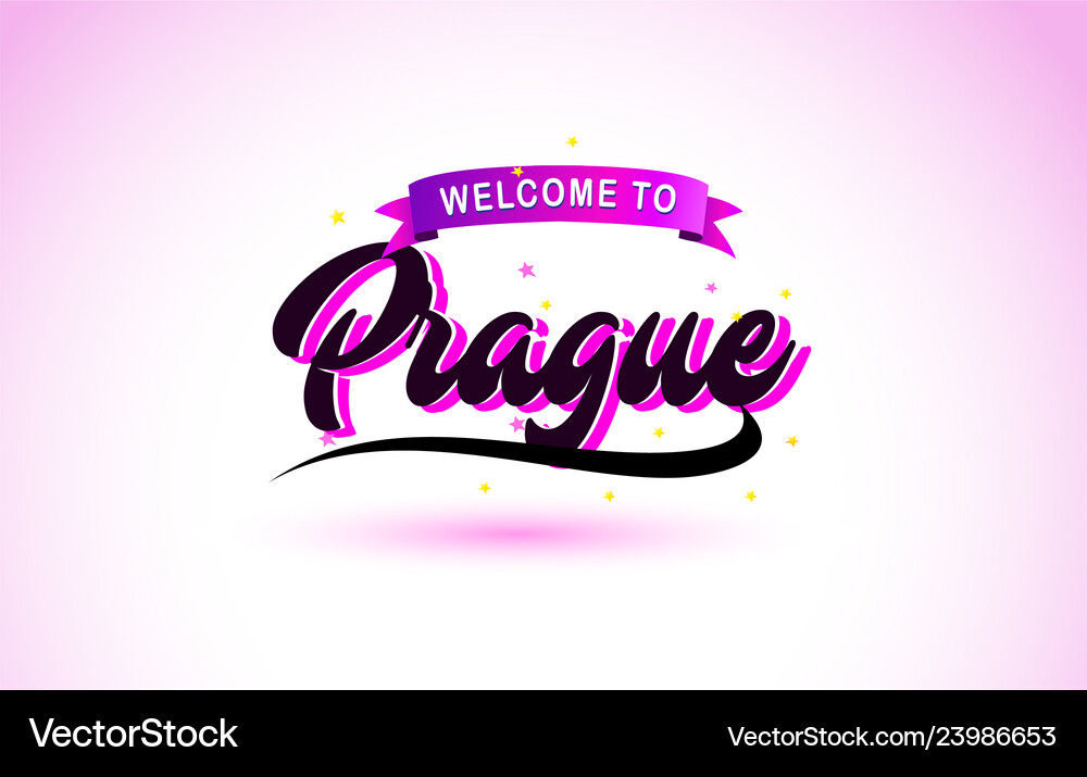 Prague welcome to creative text handwritten font Vector Image