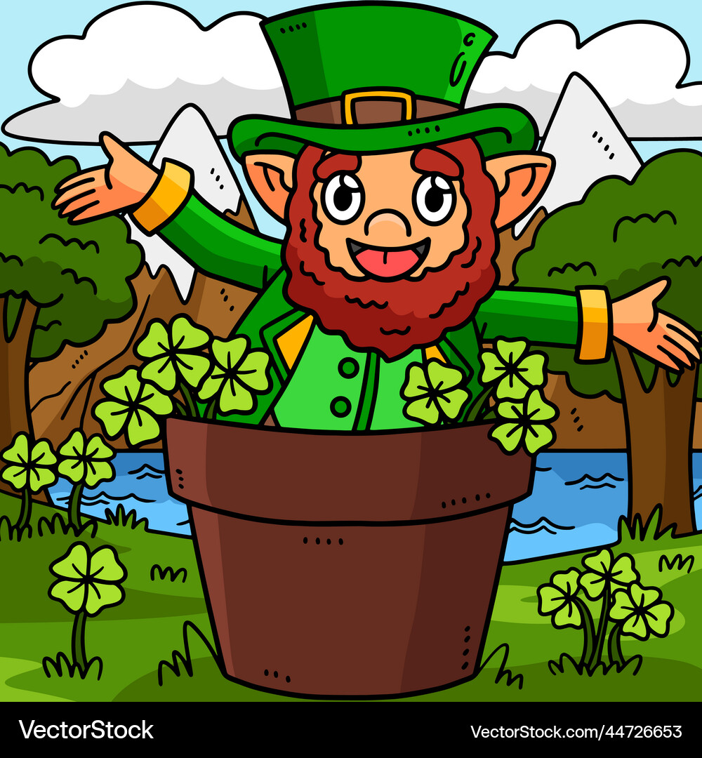 Saint patricks day leprechaun colored cartoon Vector Image