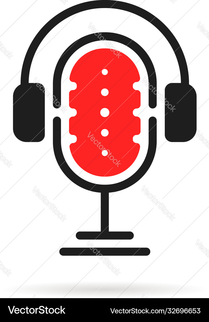 Simple podcast logo with headphone Royalty Free Vector Image