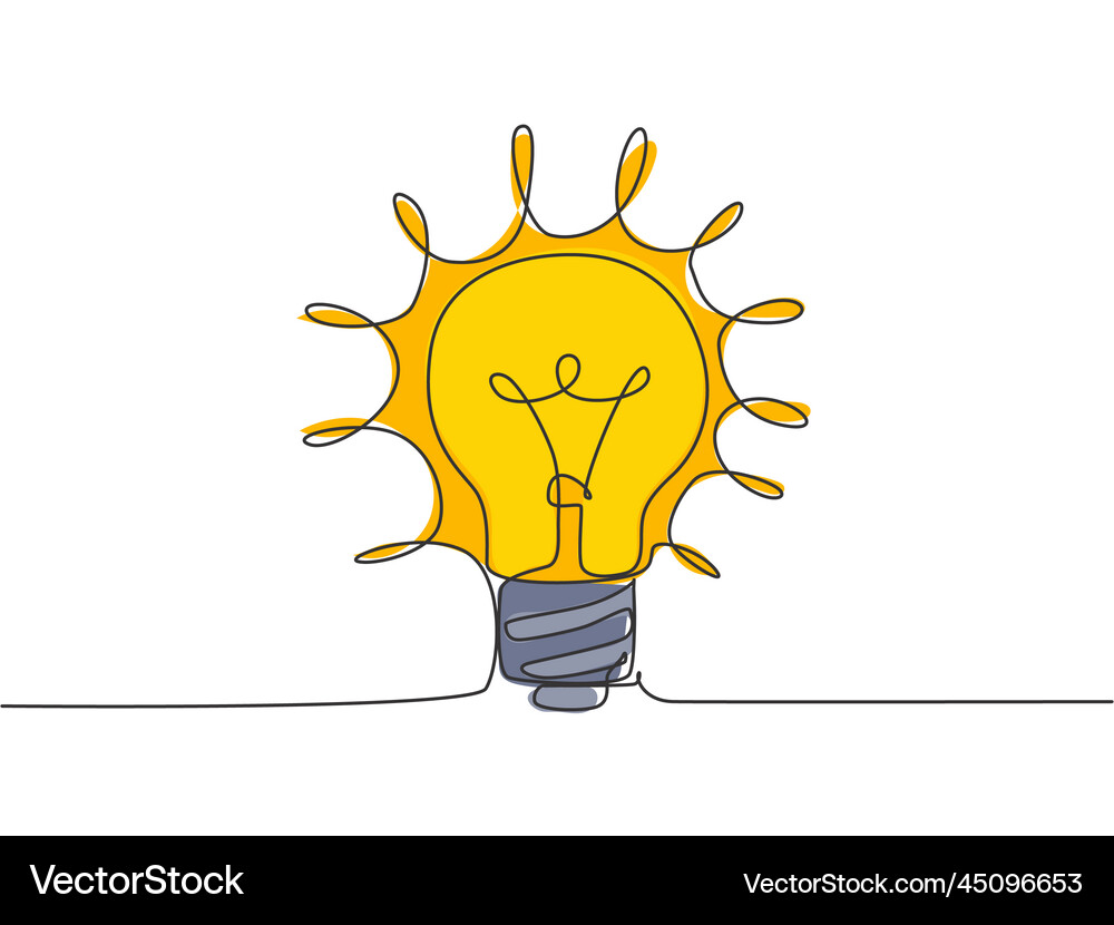 Single continuous line drawing of bright shinging Vector Image