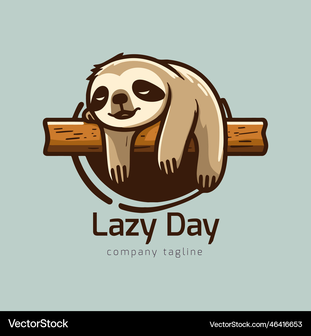 Sleeping sloth logo design mascot logo animal Vector Image
