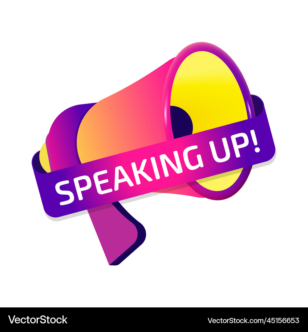 Speaking up banner label badge icon Royalty Free Vector