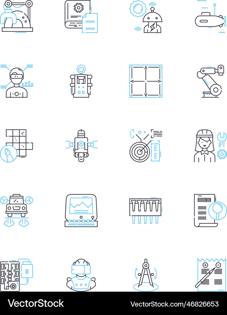 Video editing linear icons set footage cutter Vector Image