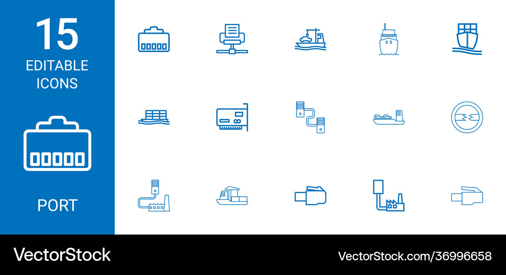 15 port icons Royalty Free Vector Image - VectorStock