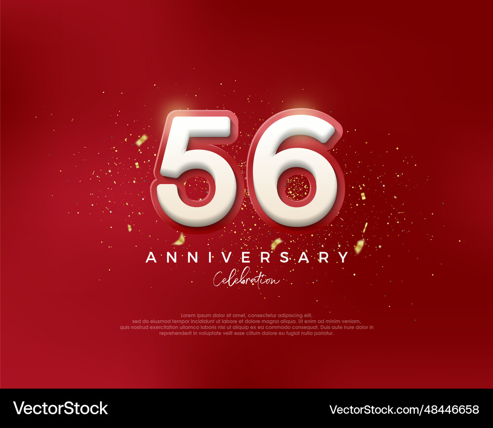 56th anniversary number with 3d white numbers Vector Image