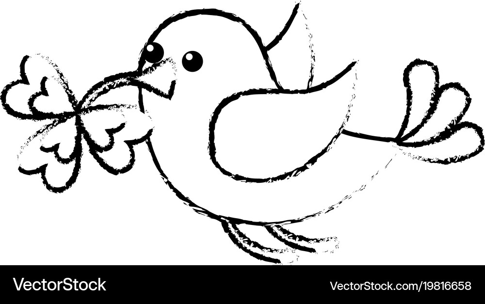 Bird flying with clover in beak Royalty Free Vector Image