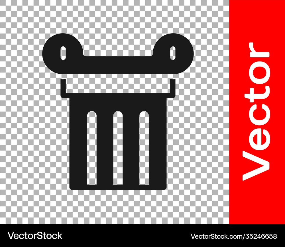 Black ancient column icon isolated on transparent Vector Image