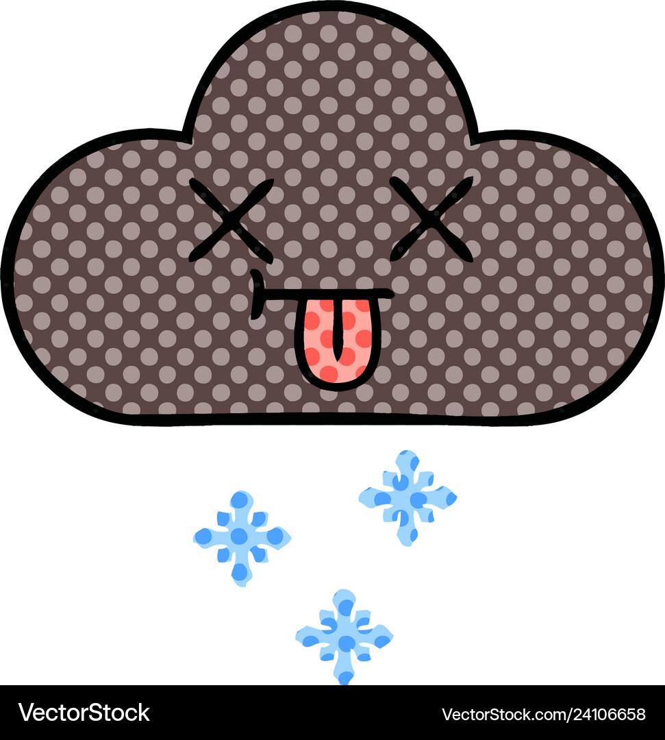 Comic book style cartoon storm snow cloud Vector Image