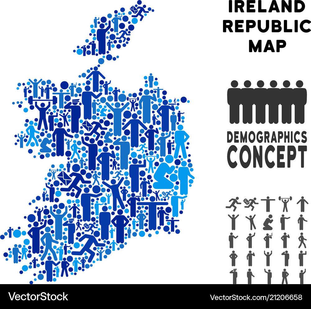 Demographics ireland republic map Royalty Free Vector Image