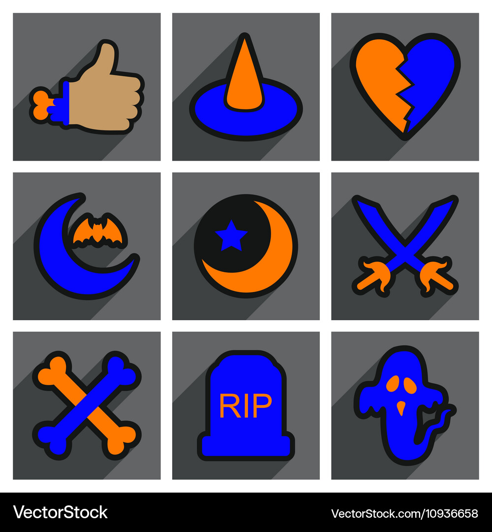 Flat with shadow concept halloween icons Vector Image