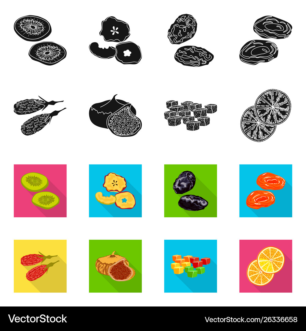 Isolated object food and raw icon collection Vector Image