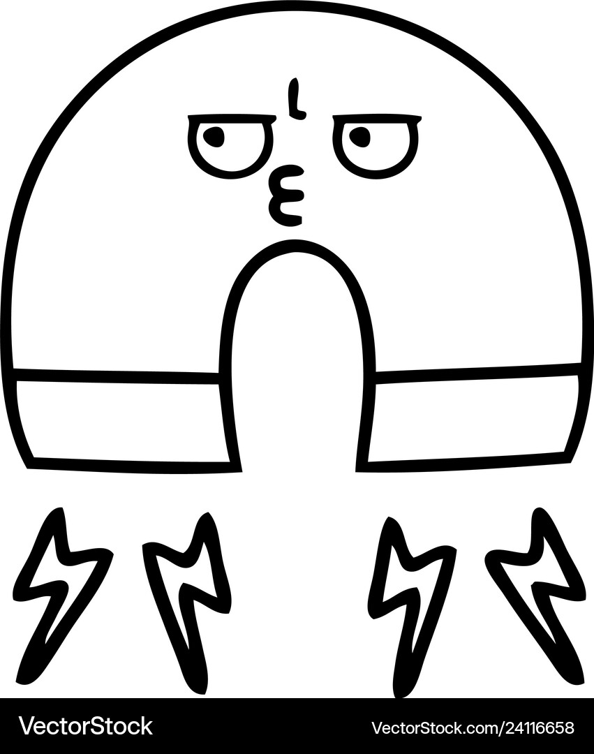 Line drawing cartoon magnet Royalty Free Vector Image
