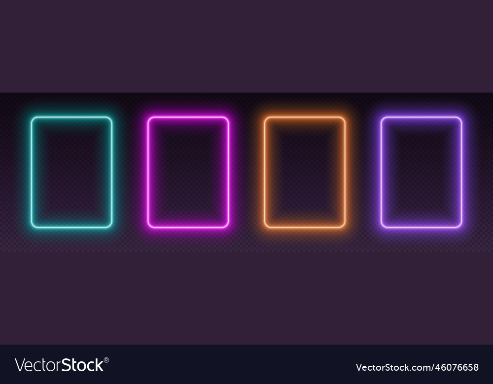 Neon rectangular frames glowing borders set Vector Image