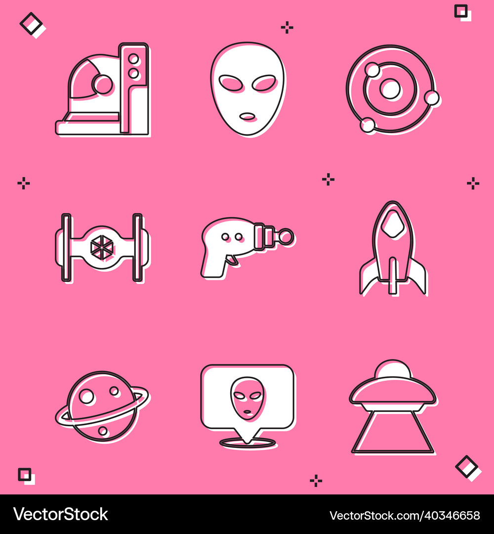 Set astronaut helmet alien solar system cosmic Vector Image