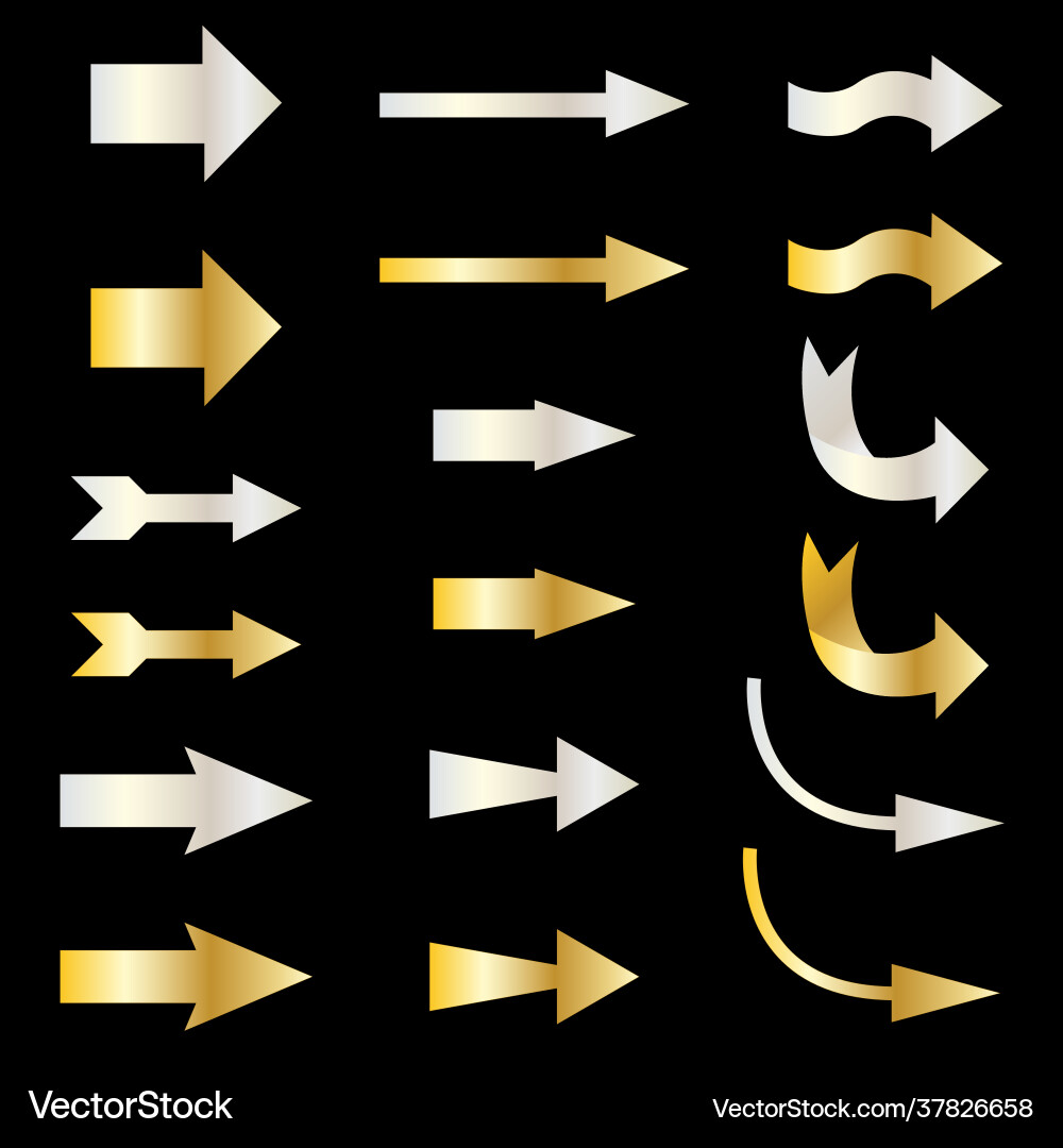 Silver and gold metallic arrows Royalty Free Vector Image
