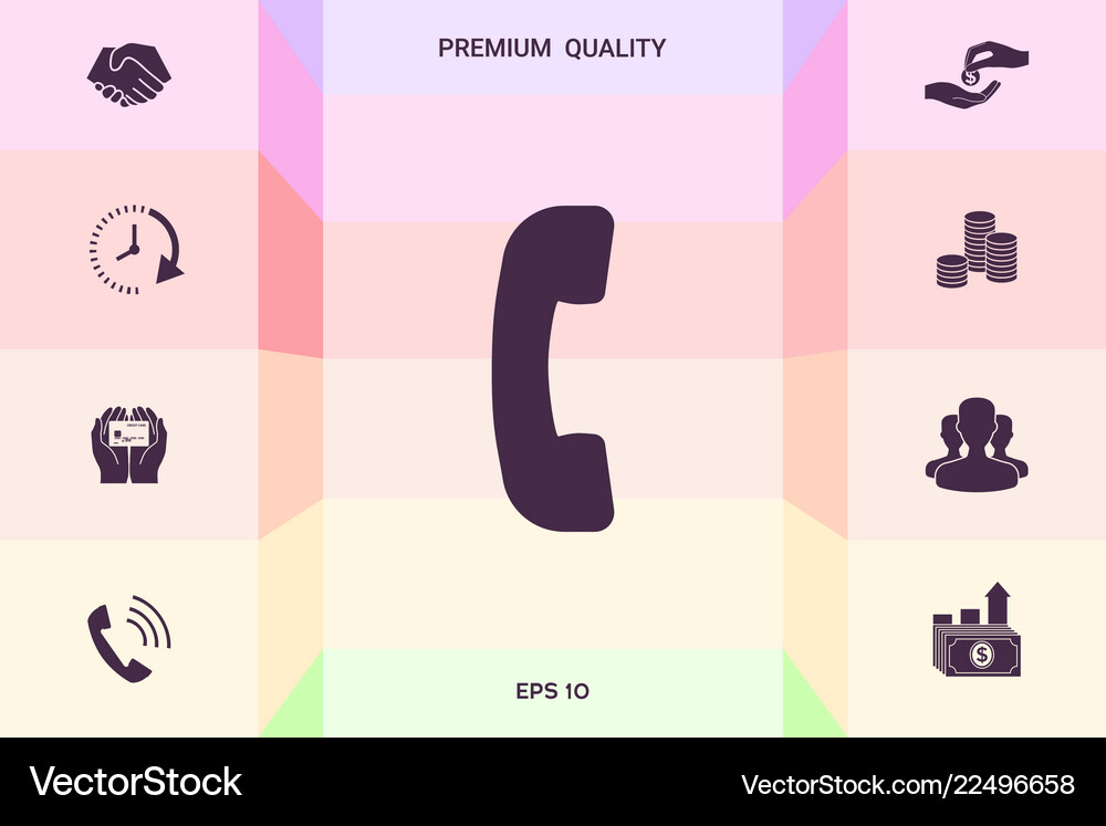 Telephone handset receiver symbol icon Royalty Free Vector