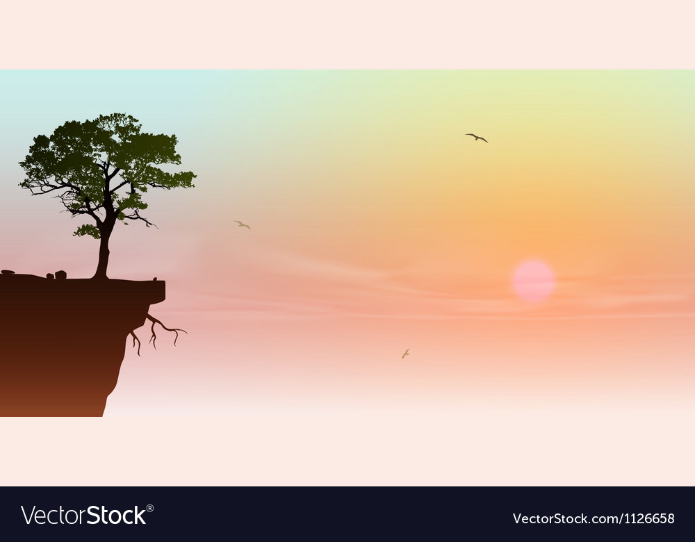 Tree on a cliff Royalty Free Vector Image - VectorStock