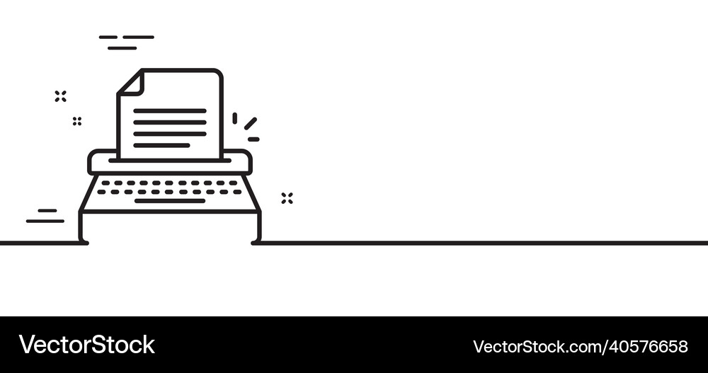 Typewriter line icon copywriting sign minimal Vector Image