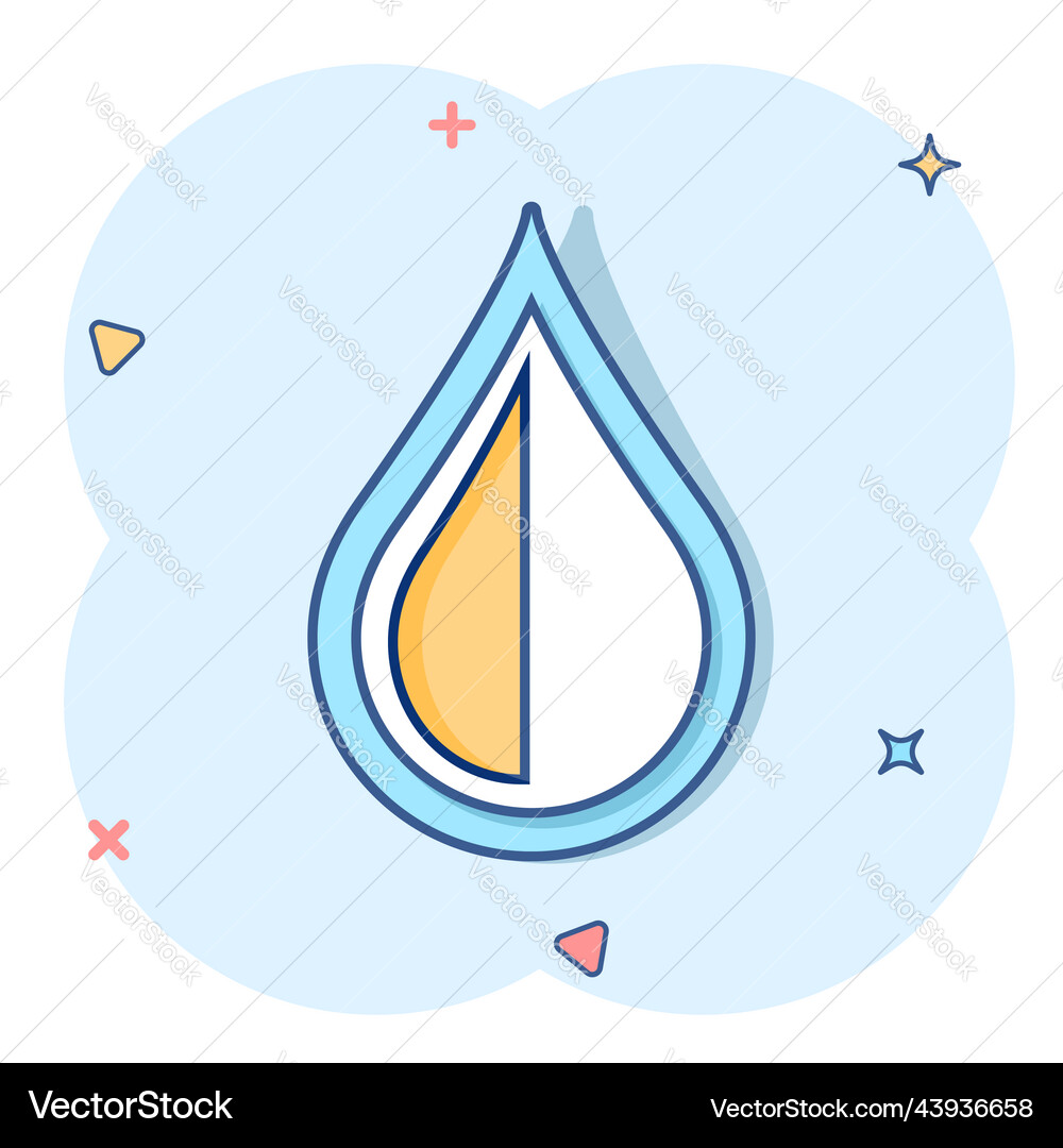Water drop icon in comic style raindrop cartoon Vector Image