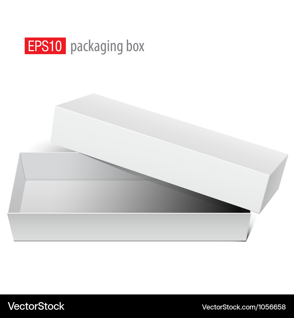 White blank box opened with the cover removed Vector Image