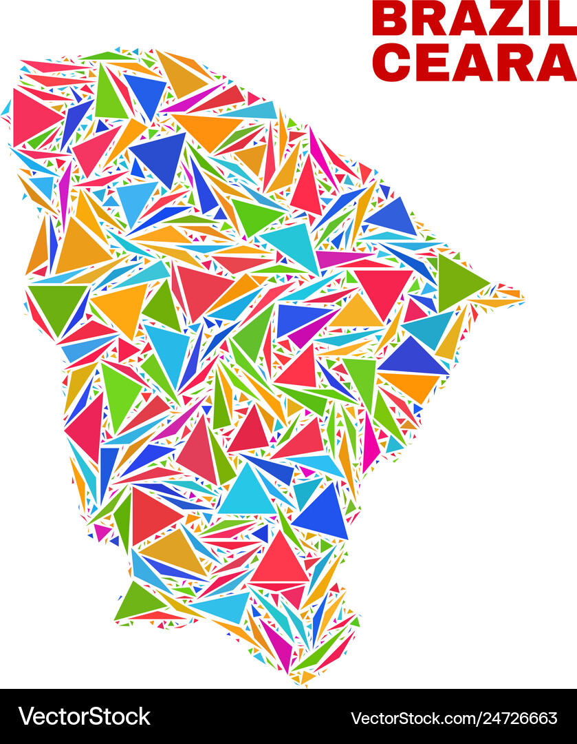 Ceara state map - mosaic of color triangles Vector Image