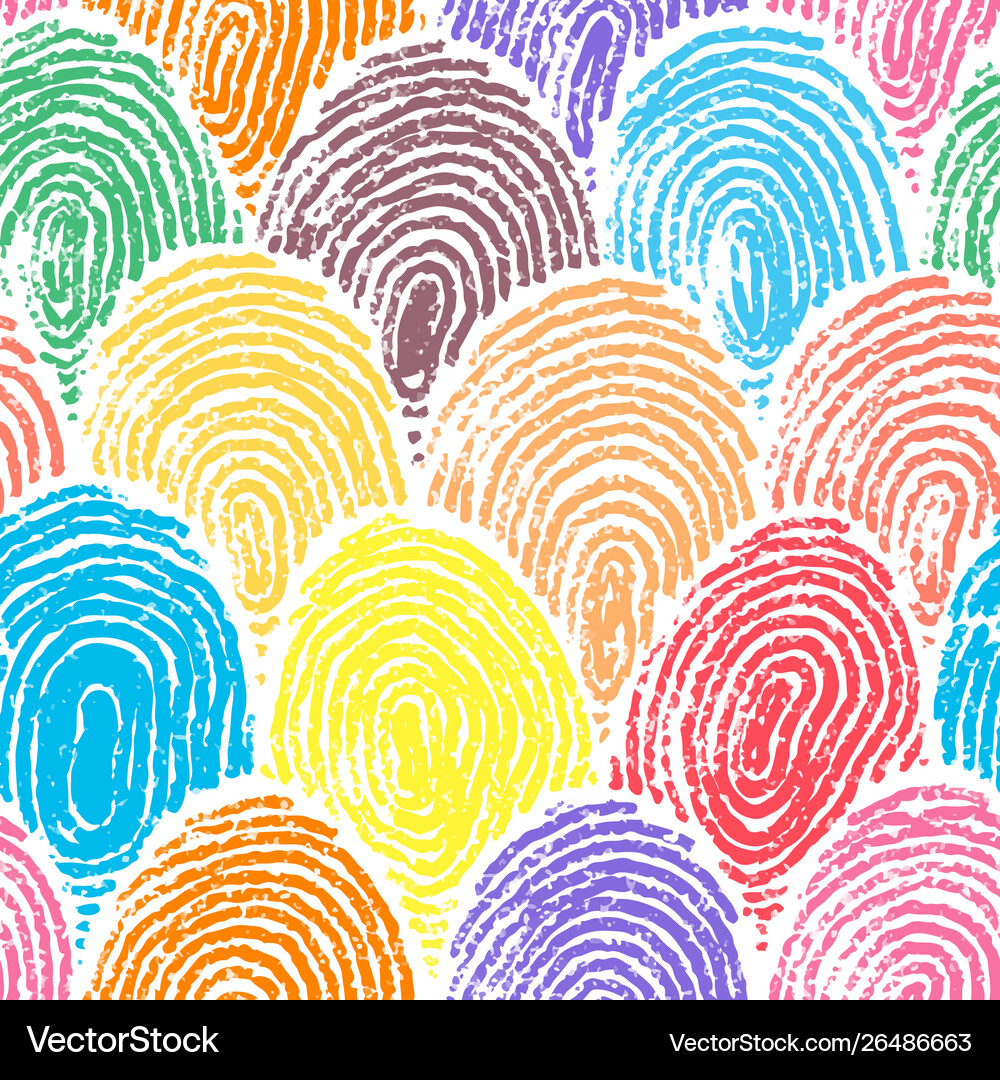 Colorful doodle fingerprint drawing seamless Vector Image