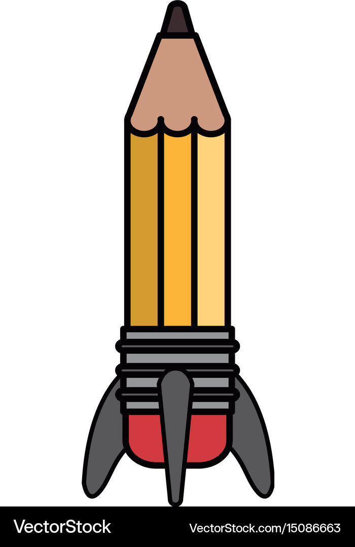 Colorful silhouette image pencil in rocket form Vector Image