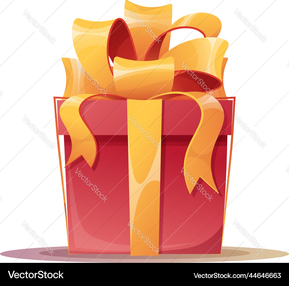 Gift box with a big yellow bow on white Royalty Free Vector