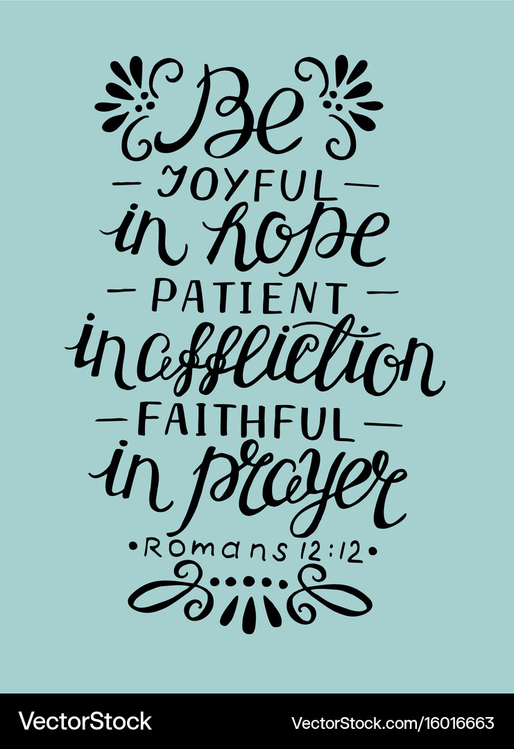 Hand lettering be joyfu in hope Royalty Free Vector Image