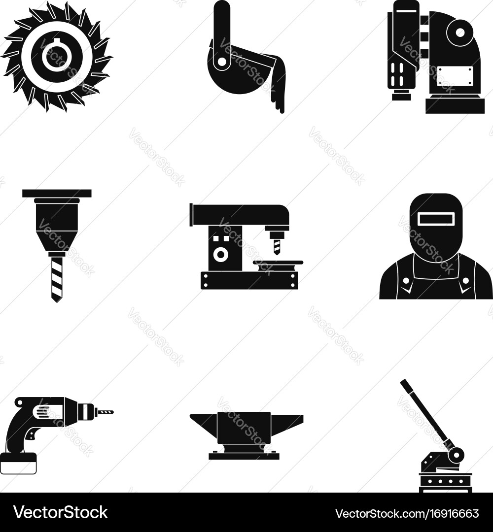Metal cut industry icon set simple style Vector Image