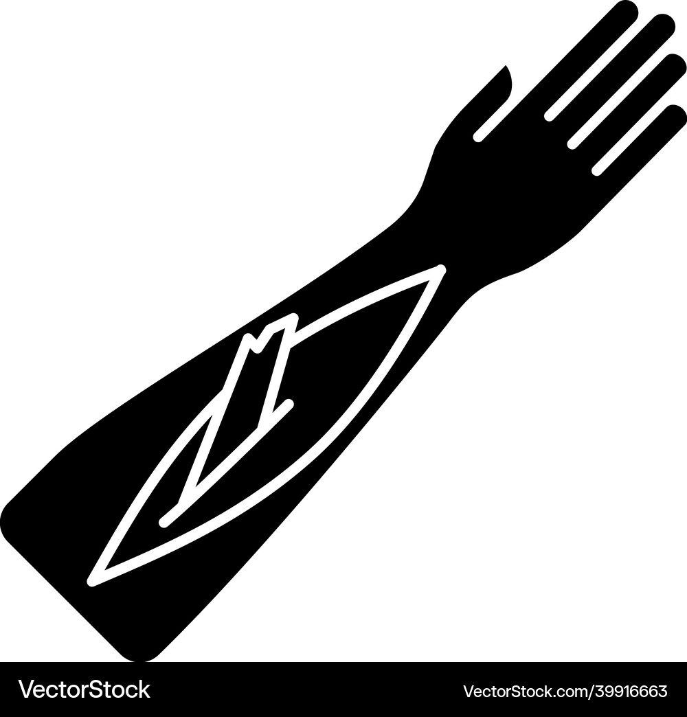 Open bone fracture black glyph icon sticking Vector Image