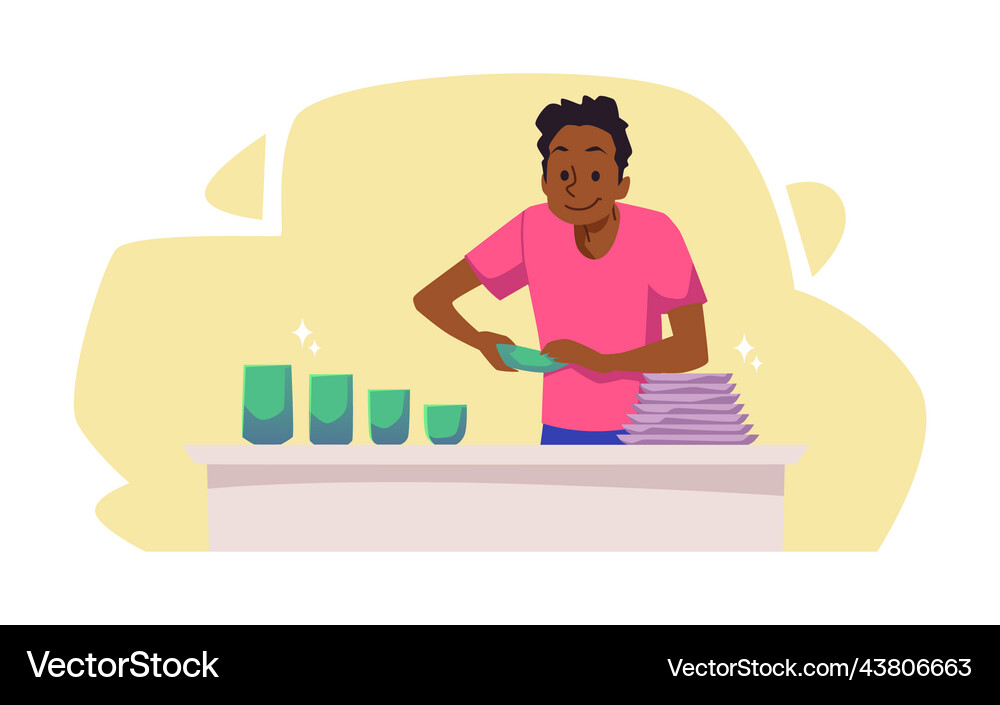 Perfectionist washing dishes obsessed Royalty Free Vector