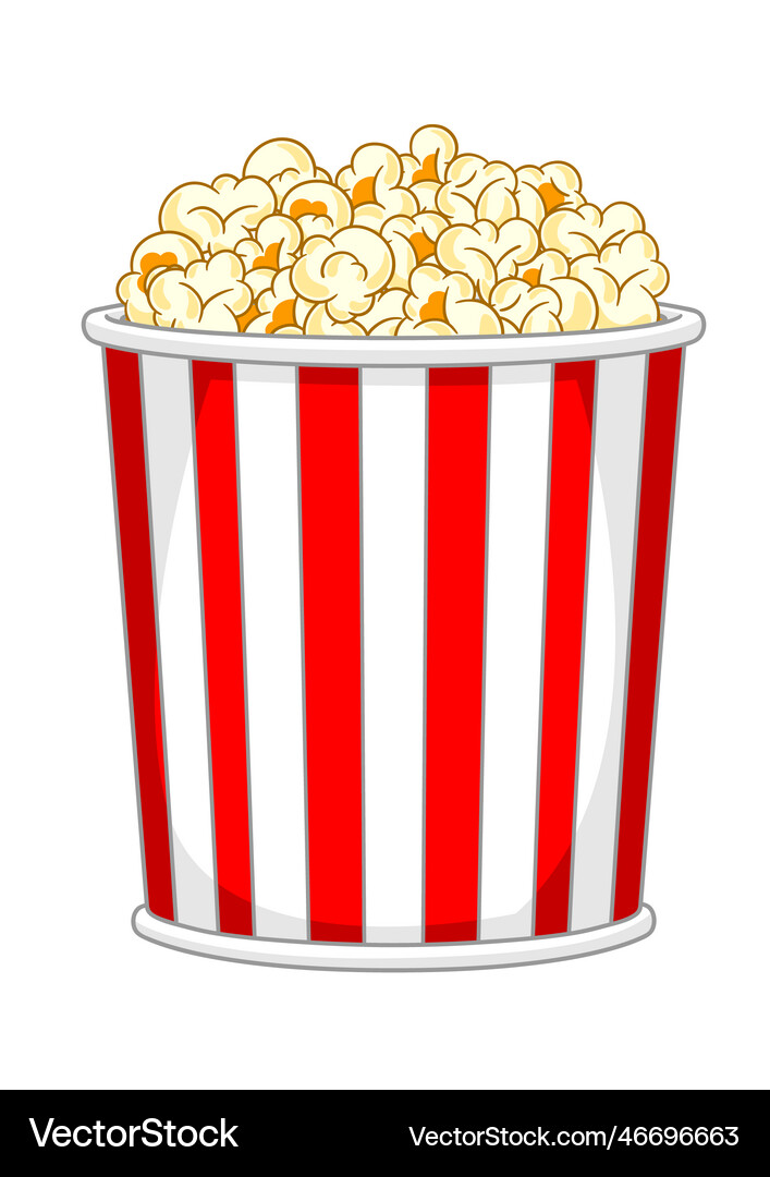 Popcorn in paper striped bucket Royalty Free Vector Image