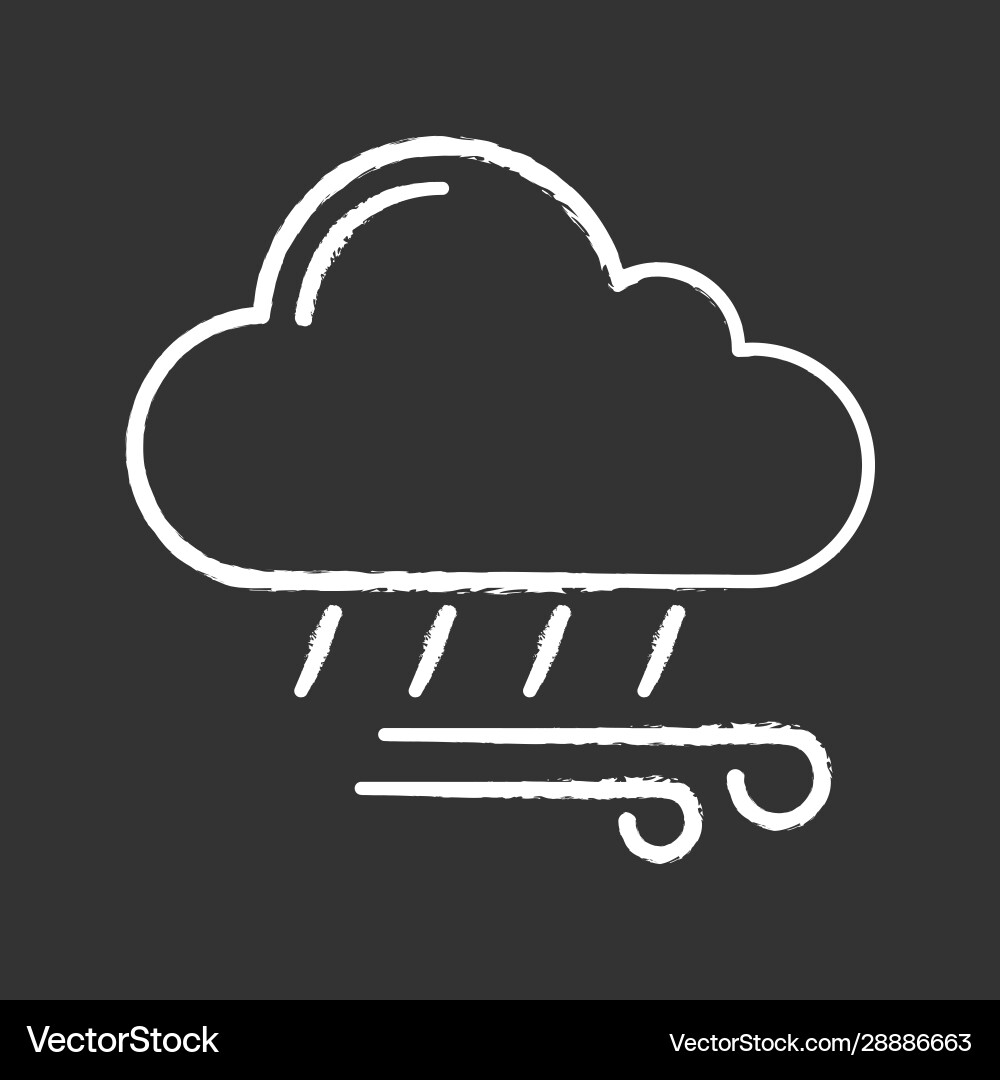 Rainy and windy weather chalk icon Royalty Free Vector Image