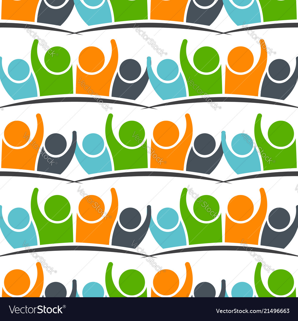 Teamwork five friends image pattern Royalty Free Vector