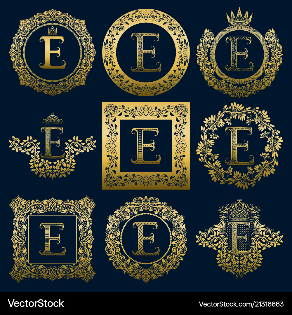 Vintage monograms set of e letter Royalty Free Vector Image