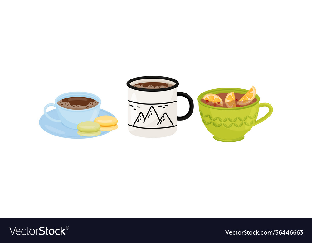 Winter hot drinks with chocolate in mug Royalty Free Vector